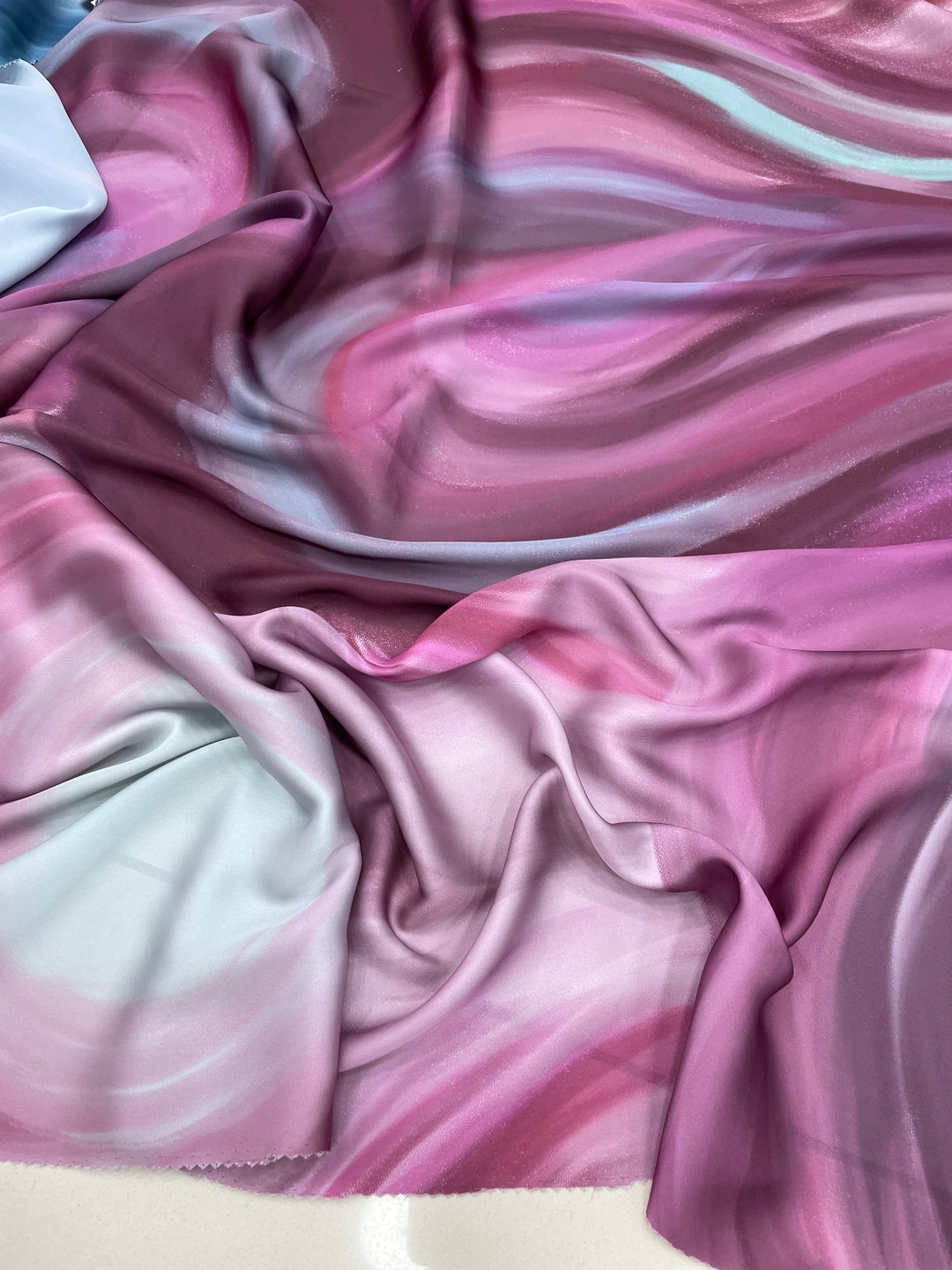 Batik Tie Dye Satin Fabric: Warm Color Silky Fabric, 1.64 Yards - Etsy