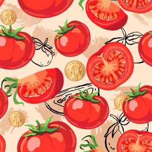 Tomato Rosette Patterned Linen Fabric: Coat of Arms Design - Etsy
