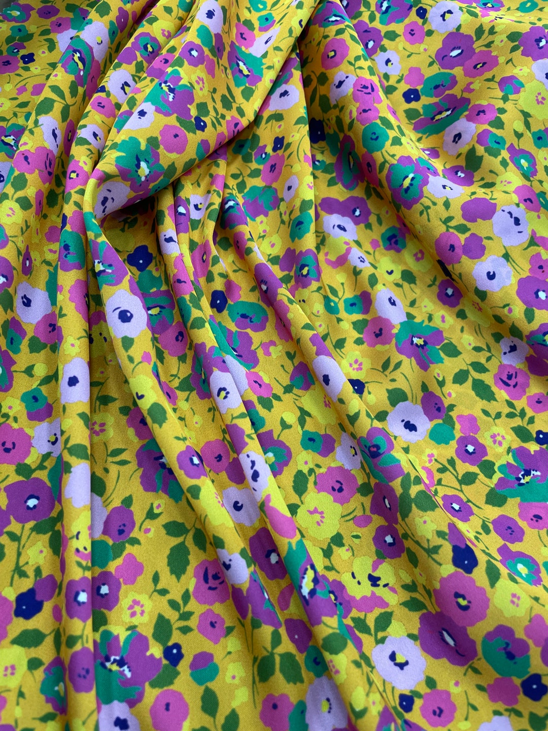 Crispy Flower Silk Satin Fabric-high Quality Fabric-lr - Etsy