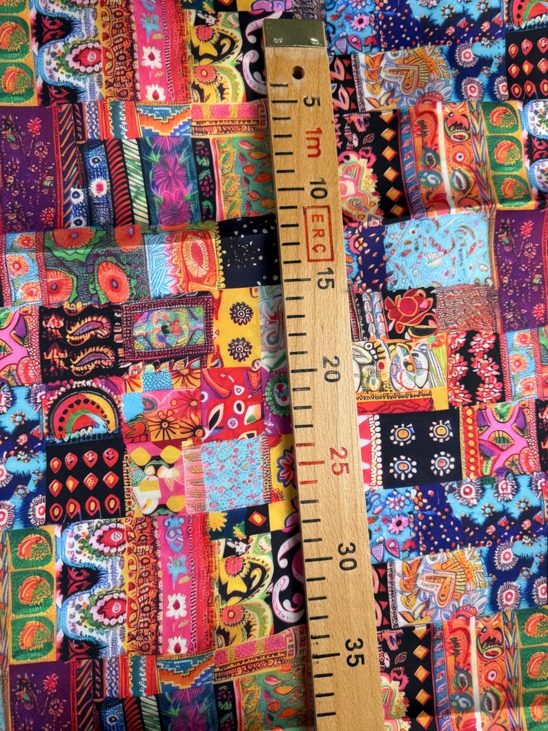 Silky Satin Fabric by the Yard, Ethnic Patchwork Floral Fabric - Etsy