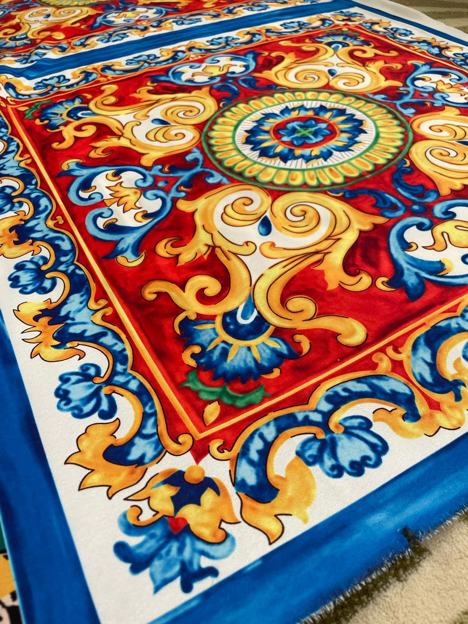 Sicilian Pattern Silky Crepe Fabric Panel Fabric Highquality - Etsy