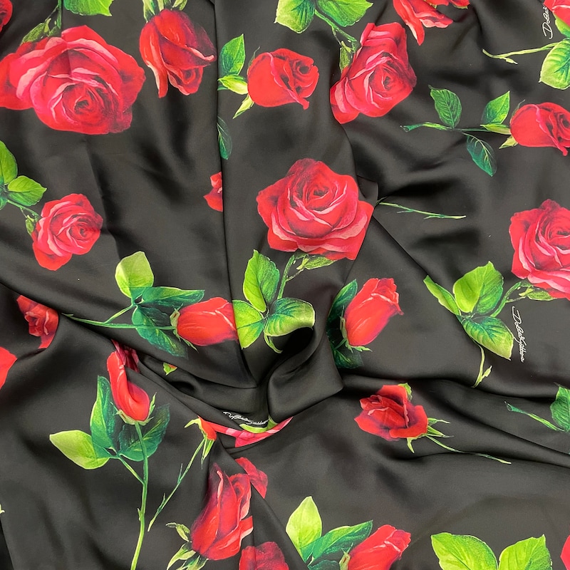 Red Rose Fabric - Etsy