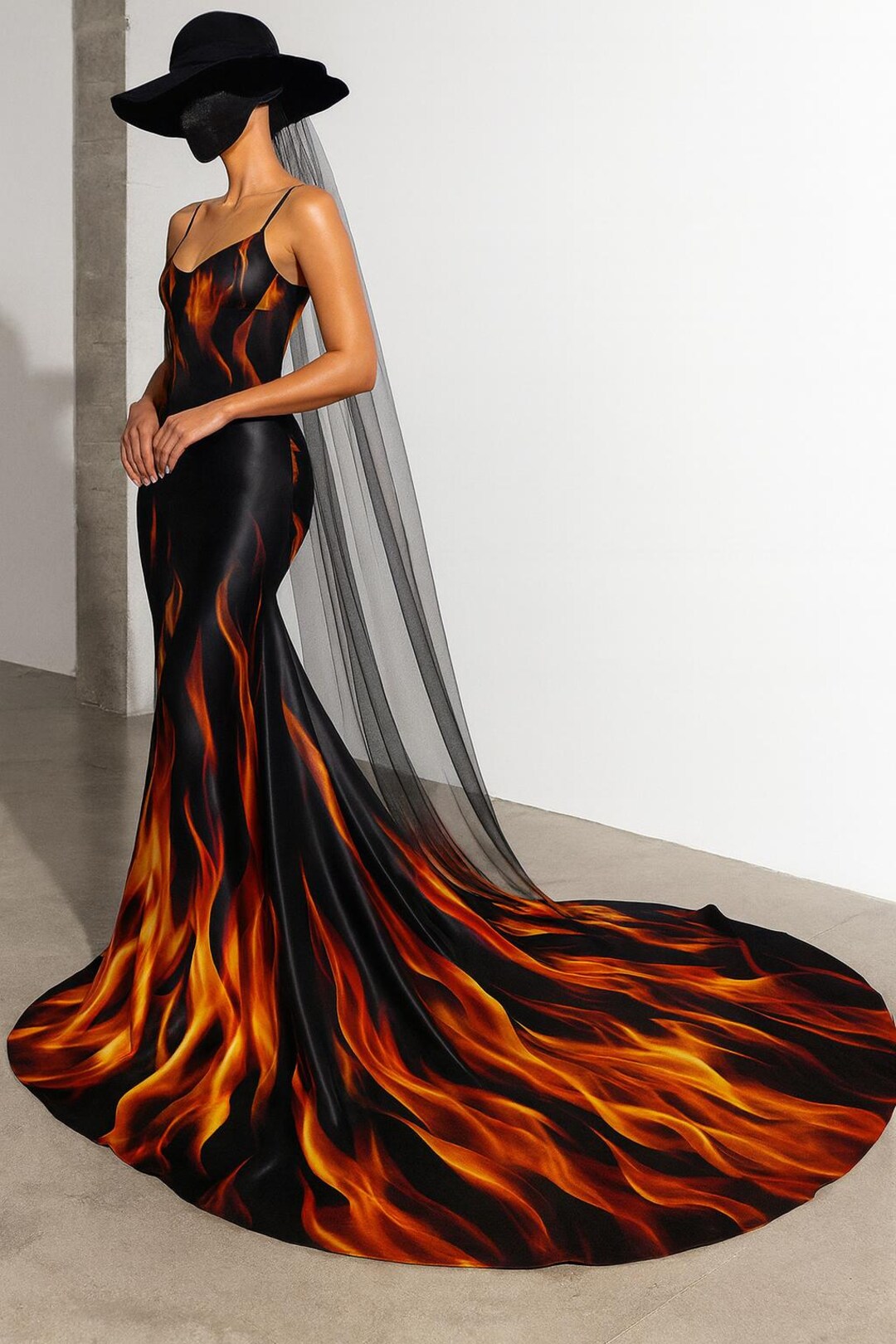 Flame Print Silky Satin Fabric, Also Printed on Linen, Chiffon, Sequin ...