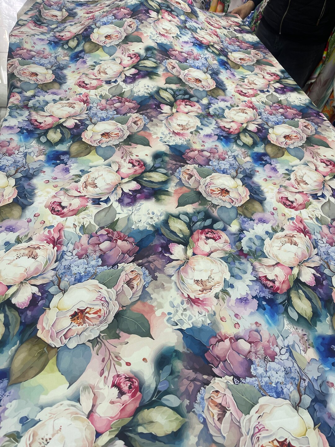 Antiker Vintage Rosen Design Georgette Krepp Stoff - Exclusieve Stoff ...