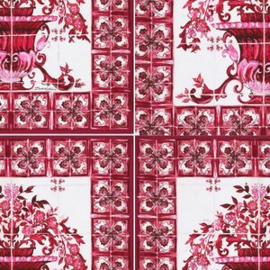 Red-white Pattern Linen Fabric-skirt-blouse-tablecloth-pillowcase ...