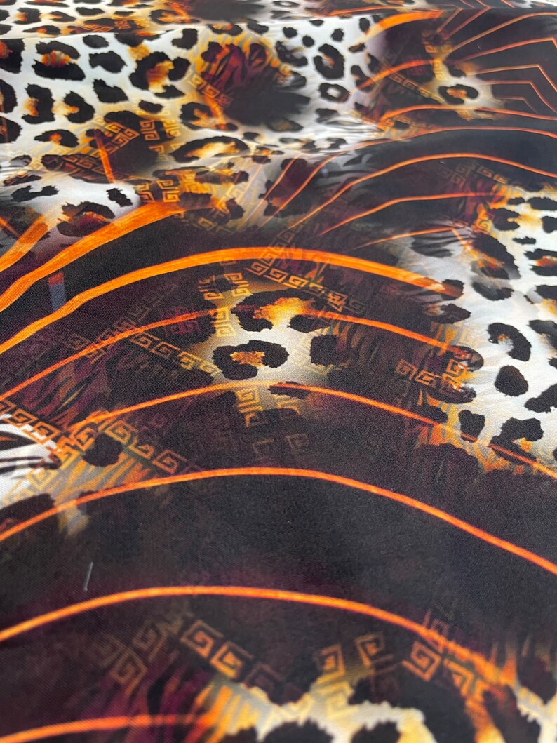 Luxury Leopard Satin Fabric Softly Draped. Printing is Done on the ...