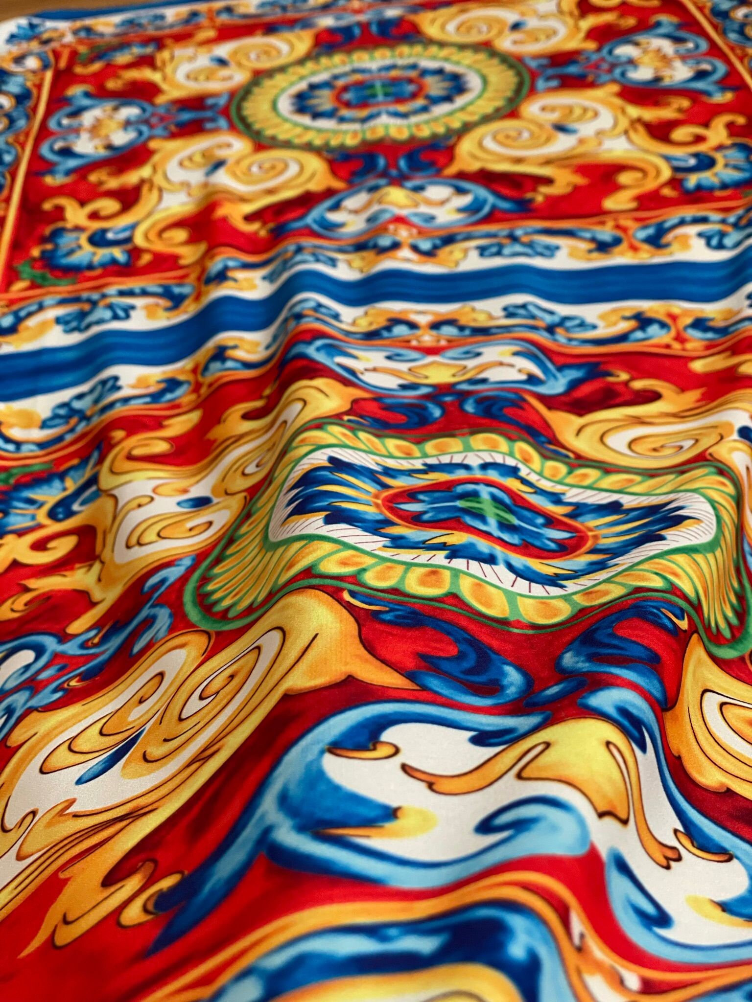 Sicilian Pattern Silky Crepe Fabric Panel Fabric Highquality - Etsy