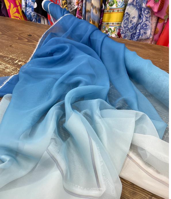 Gradient Blue Silky Satin Fabric by Yard - Etsy