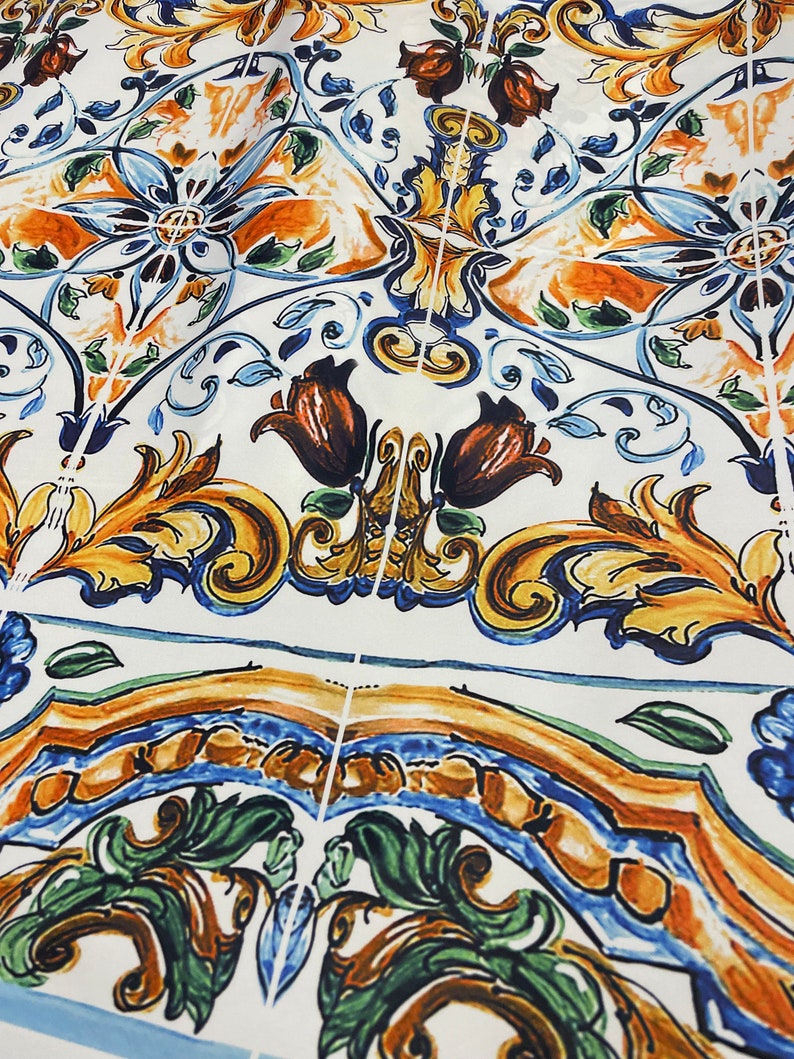 Majolica Sicilian Pattern Crepe Fabric opportunity of Digital Printing ...