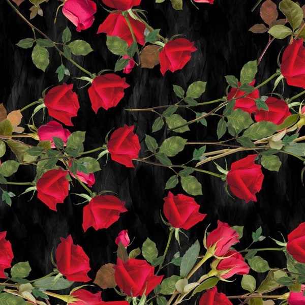 Red Rose Fabric - Etsy