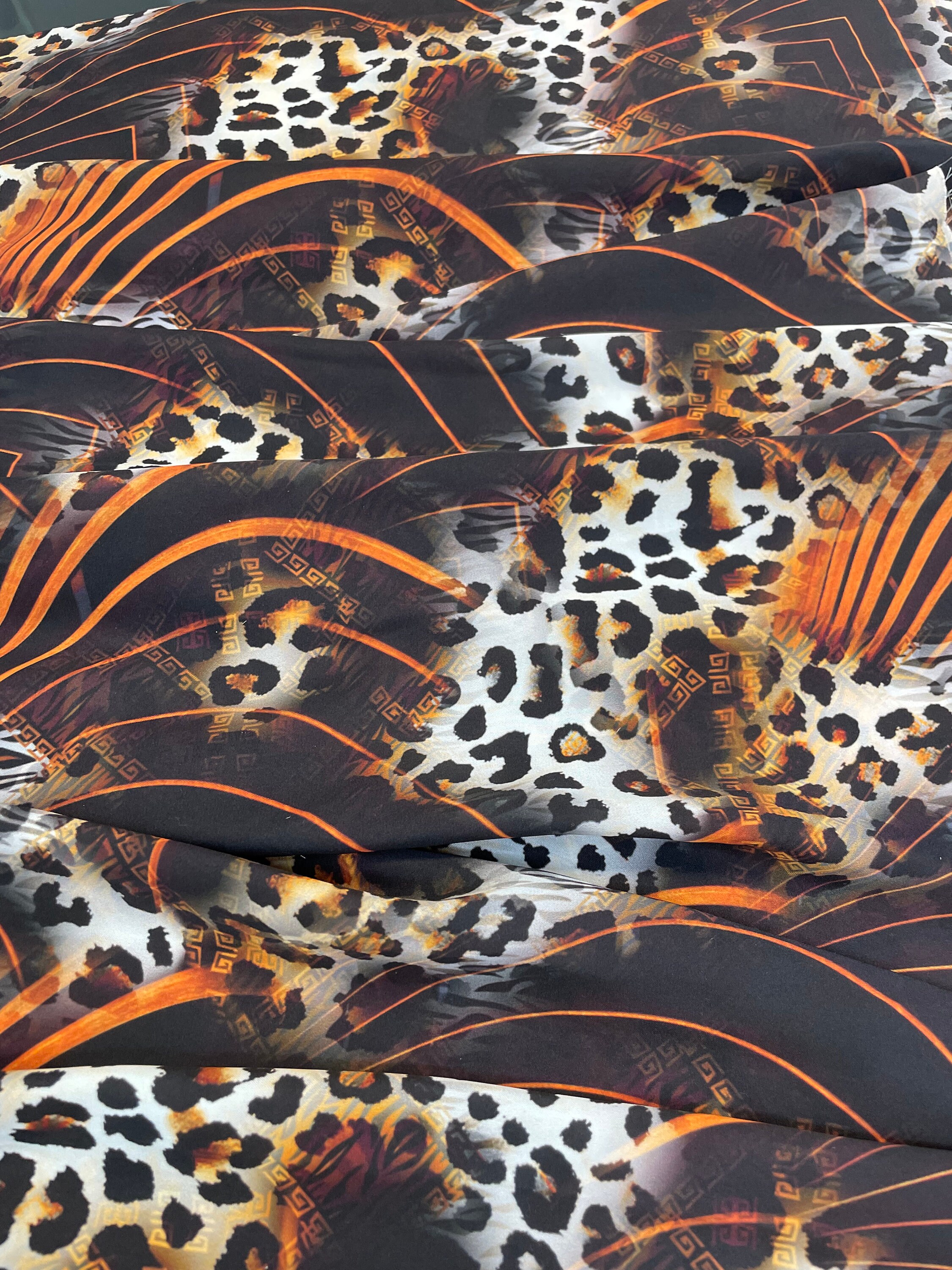 Luxury Leopard Satin Fabric Softly Draped. Printing is Done on the ...
