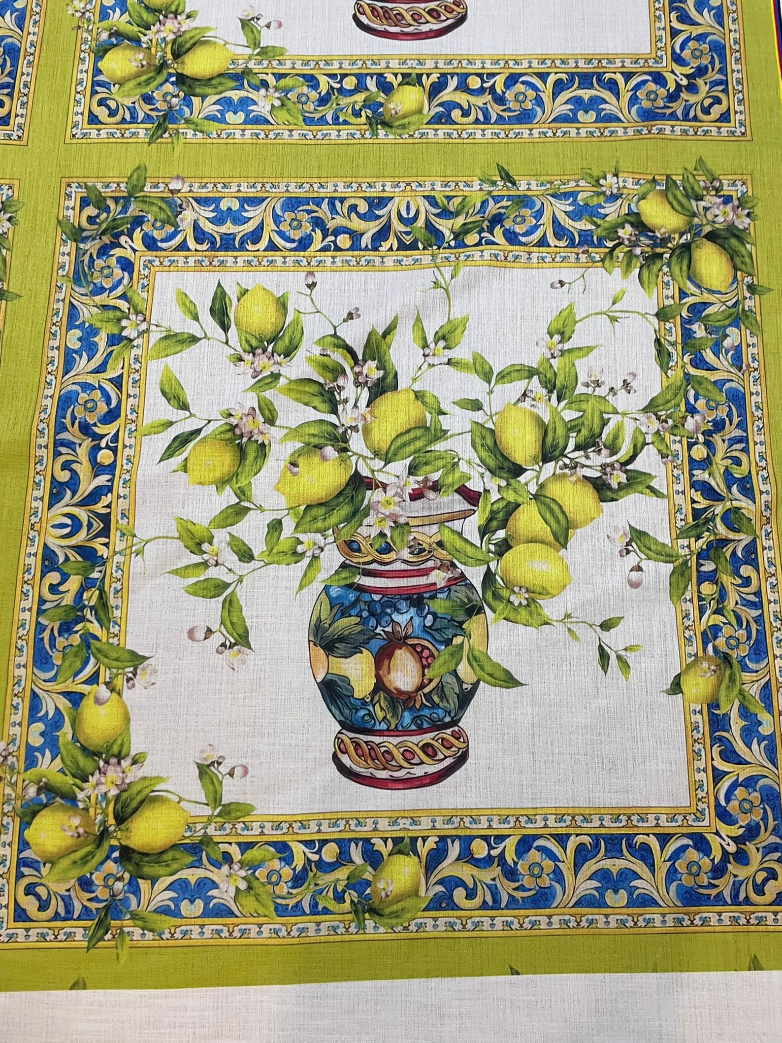 Lemon and Vase Pattern French Style Design Linen Fabric. - Etsy