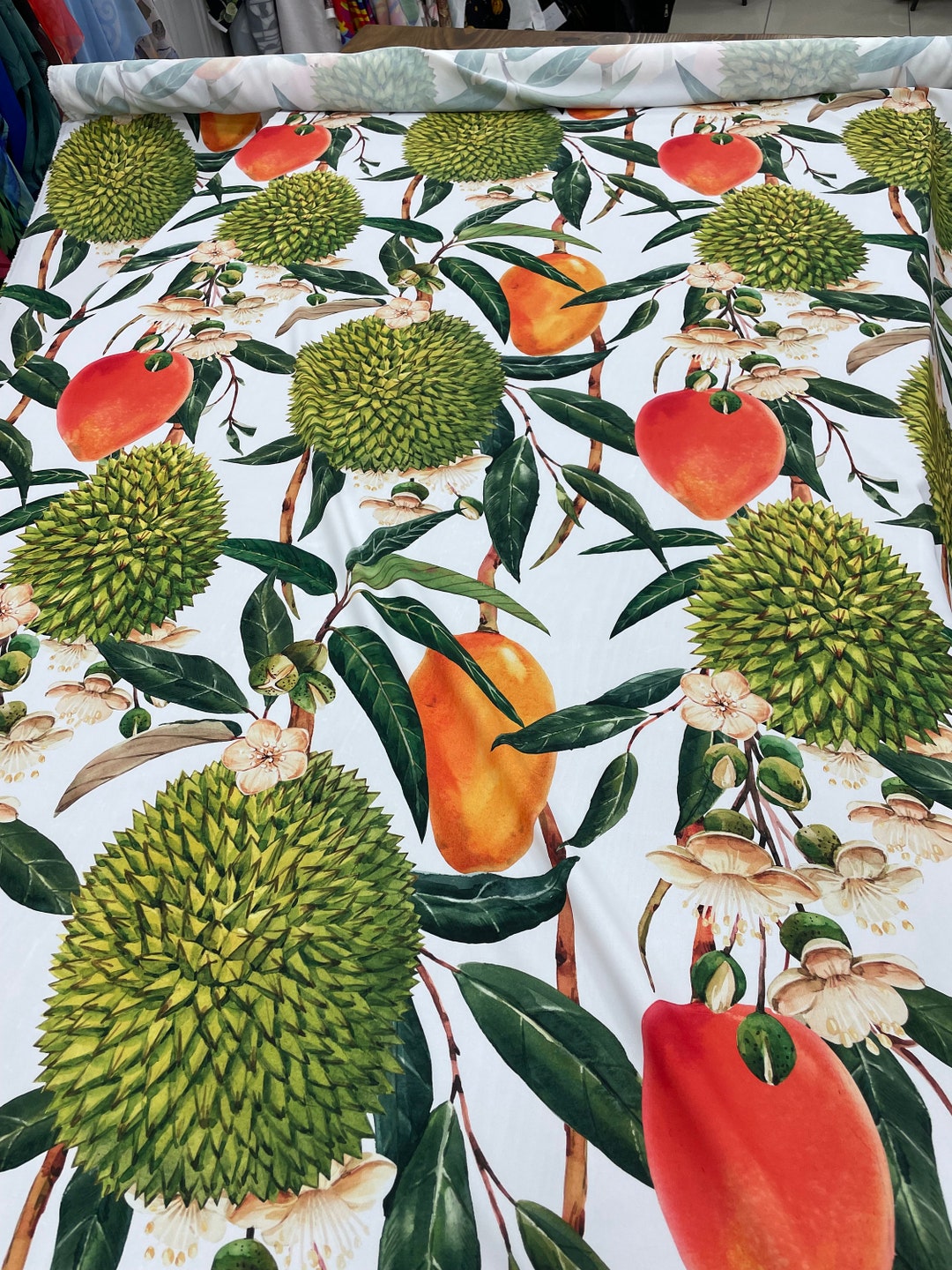 Tropical Fruit Print Crepe Fabric: Flowy Dress Material - Etsy