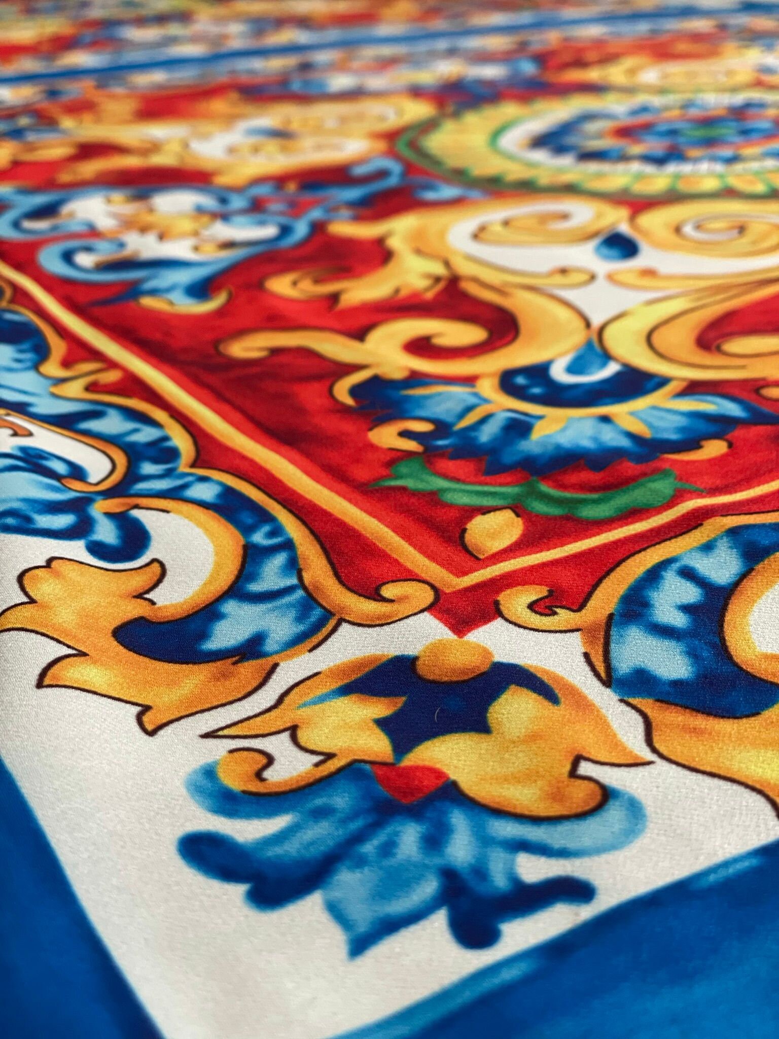 Sicilian Pattern Silky Crepe Fabric Panel Fabric Highquality - Etsy