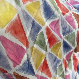 Multicolor Triangle Design Silky Satin Fabric& printed on the Desired ...