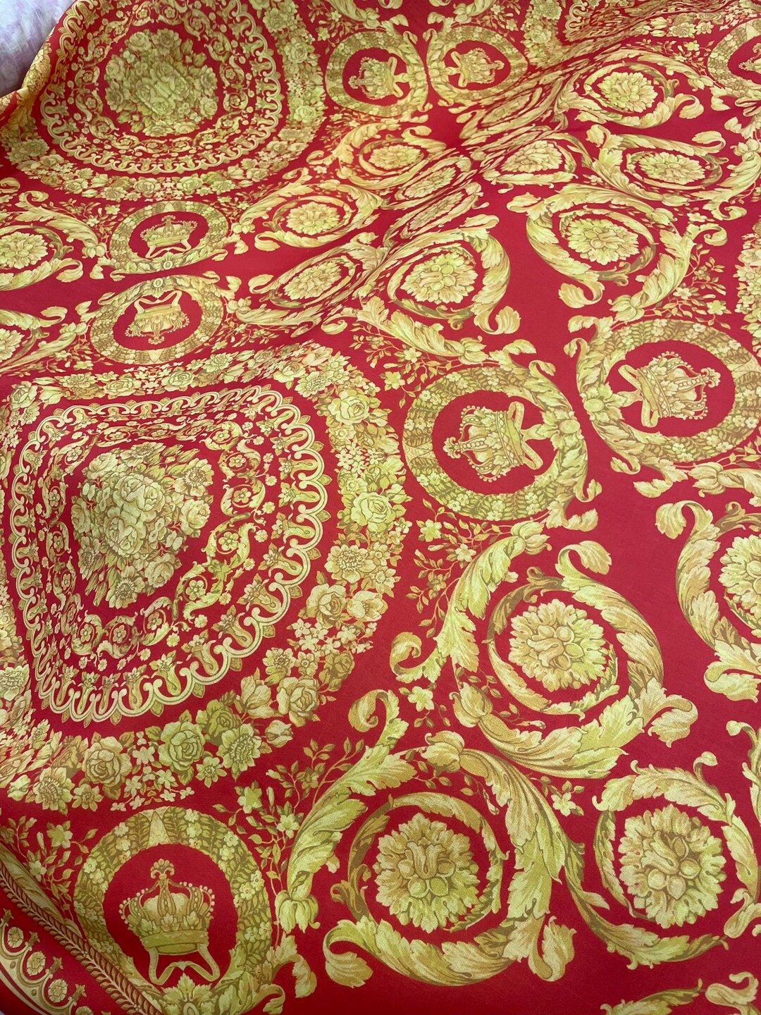 Baroque Red and Gold Linen Fabric: Luxury Collection - Etsy