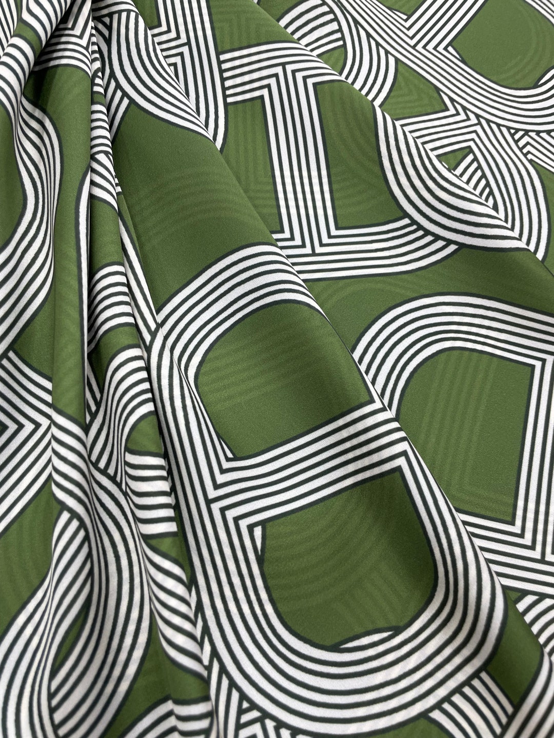 Retro Fabric- Vintage Crepe Fabric - Green Color Fabric -it is a ...