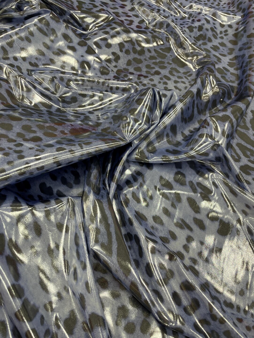 Blue Leopard Shiny Coated Satin Fabric - You Will Be so Cool-lr - Etsy