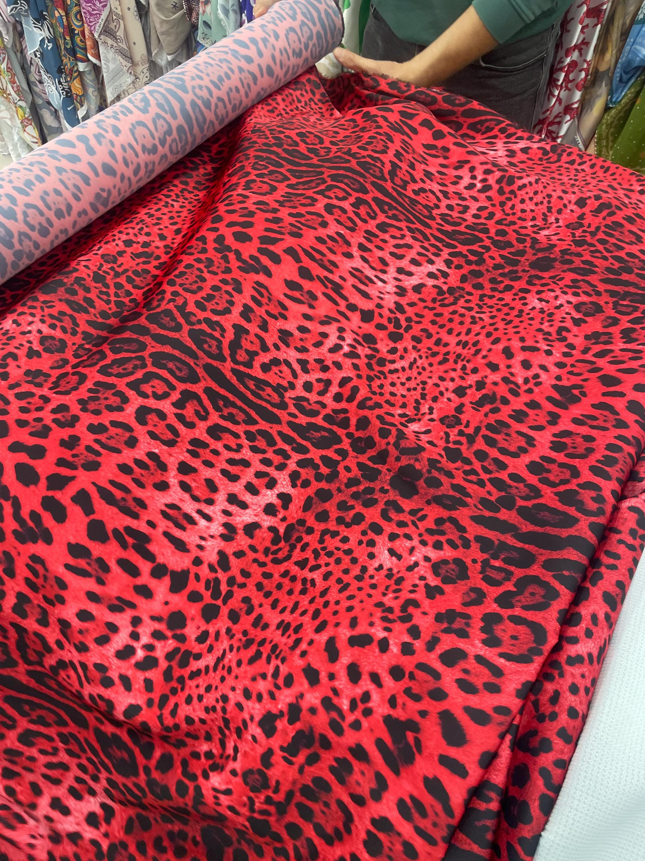 Red Leopard Crepe Fabric -(possibility of Printing on Different Fabric ...