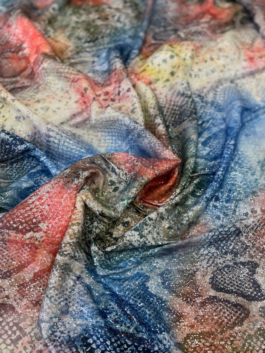 Snakeskin Sequin Fabric: Flexible Evening Dress Material - Vibrant ...