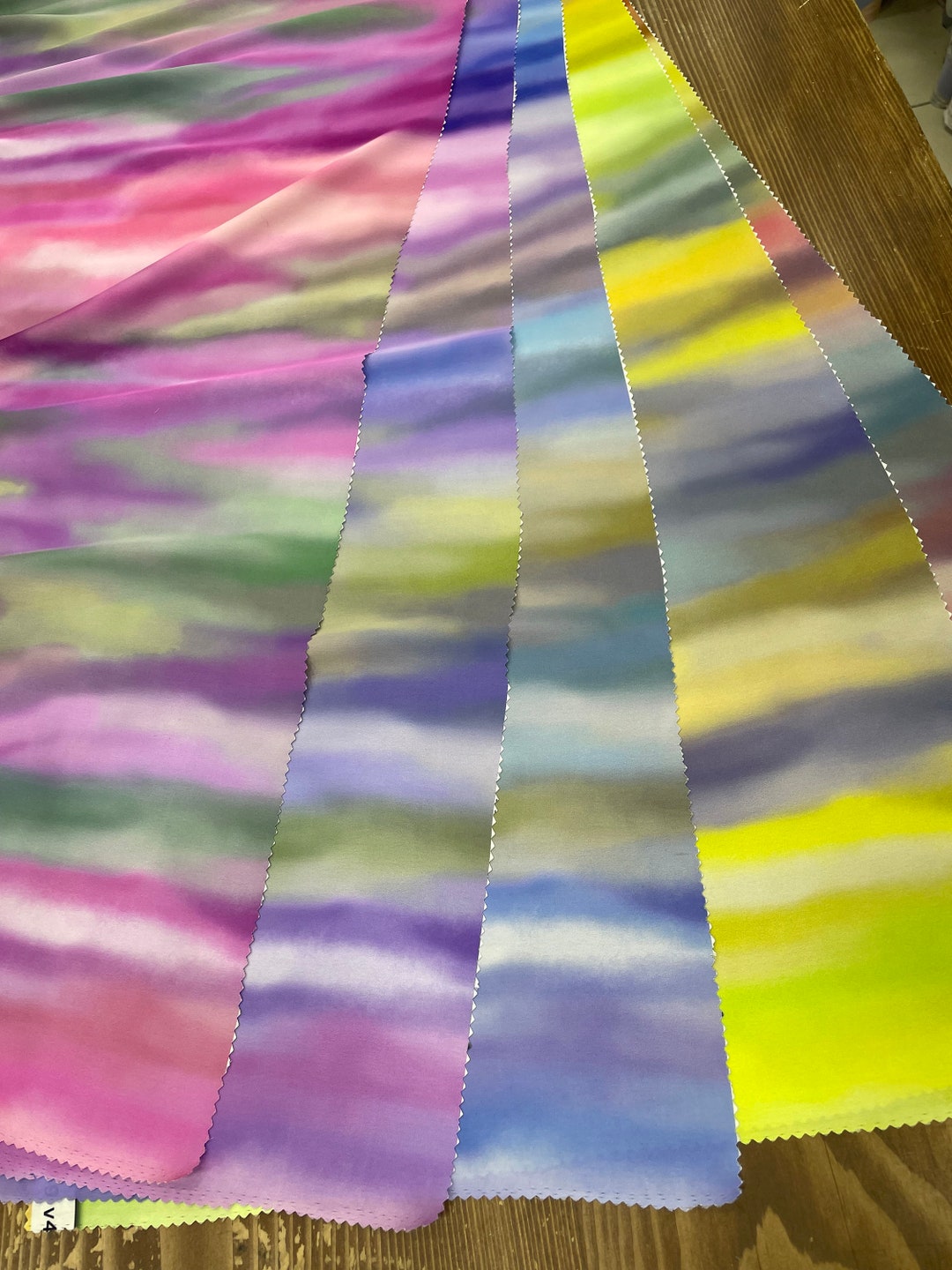 5 Color Ombre Pattern Silky Satin Fabric -dress Fabrics- - Lr - Etsy