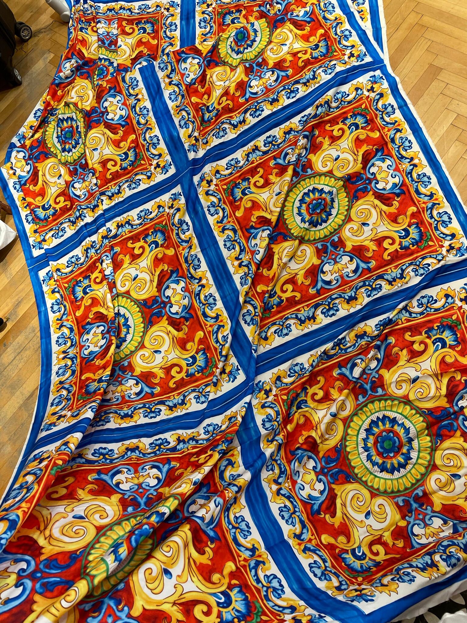 Sicilian Pattern Silky Crepe Fabric Panel Fabric Highquality - Etsy