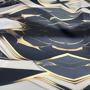 Golden Marble Silky Satin Fabric: Black & Gold Dress Material - Etsy