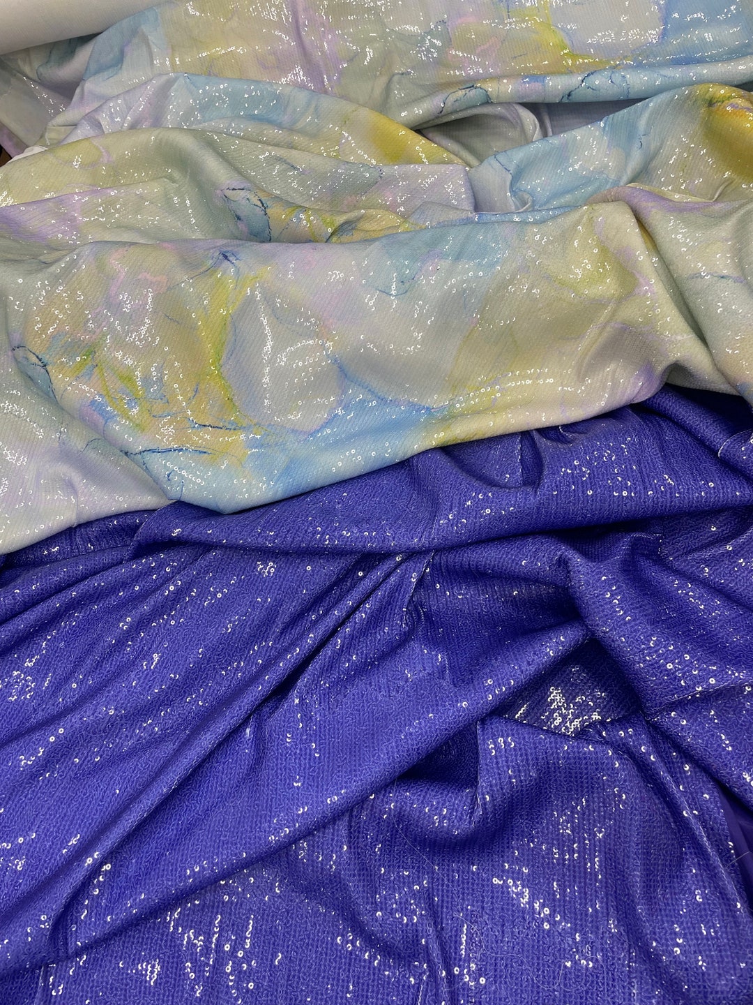 Purple and Ombre Patterned Sequin Fabric With Combination Options ...