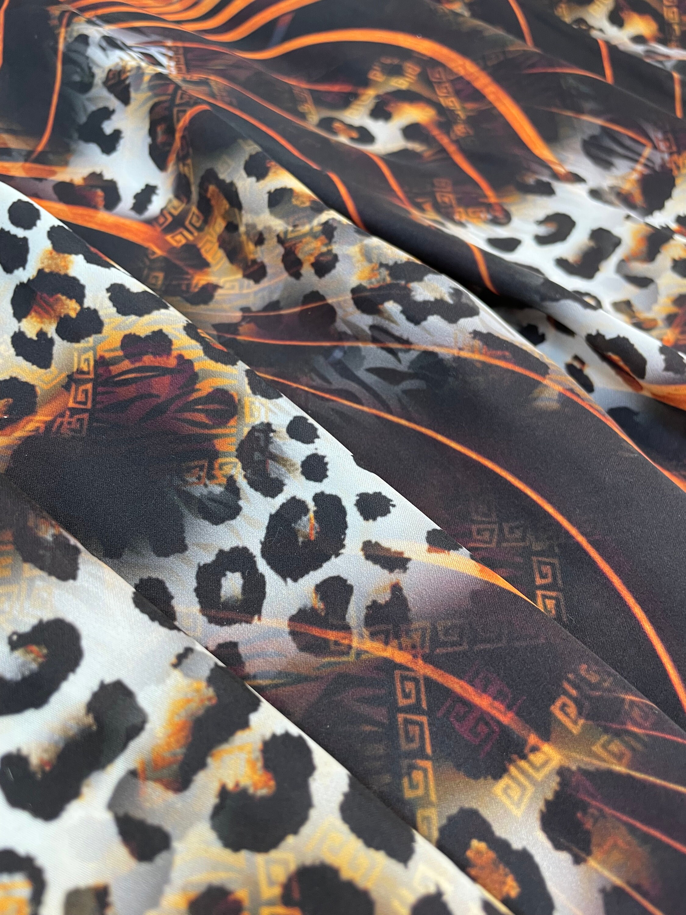 Luxury Leopard Satin Fabric Softly Draped. Printing is Done on the ...