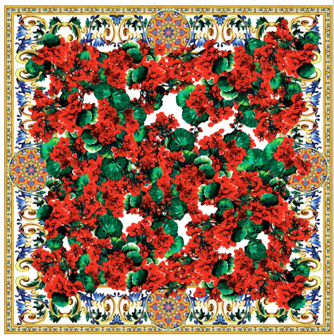 Majolica Red Flower Pattern Silky Satin Fabric-highquality Fabric ...