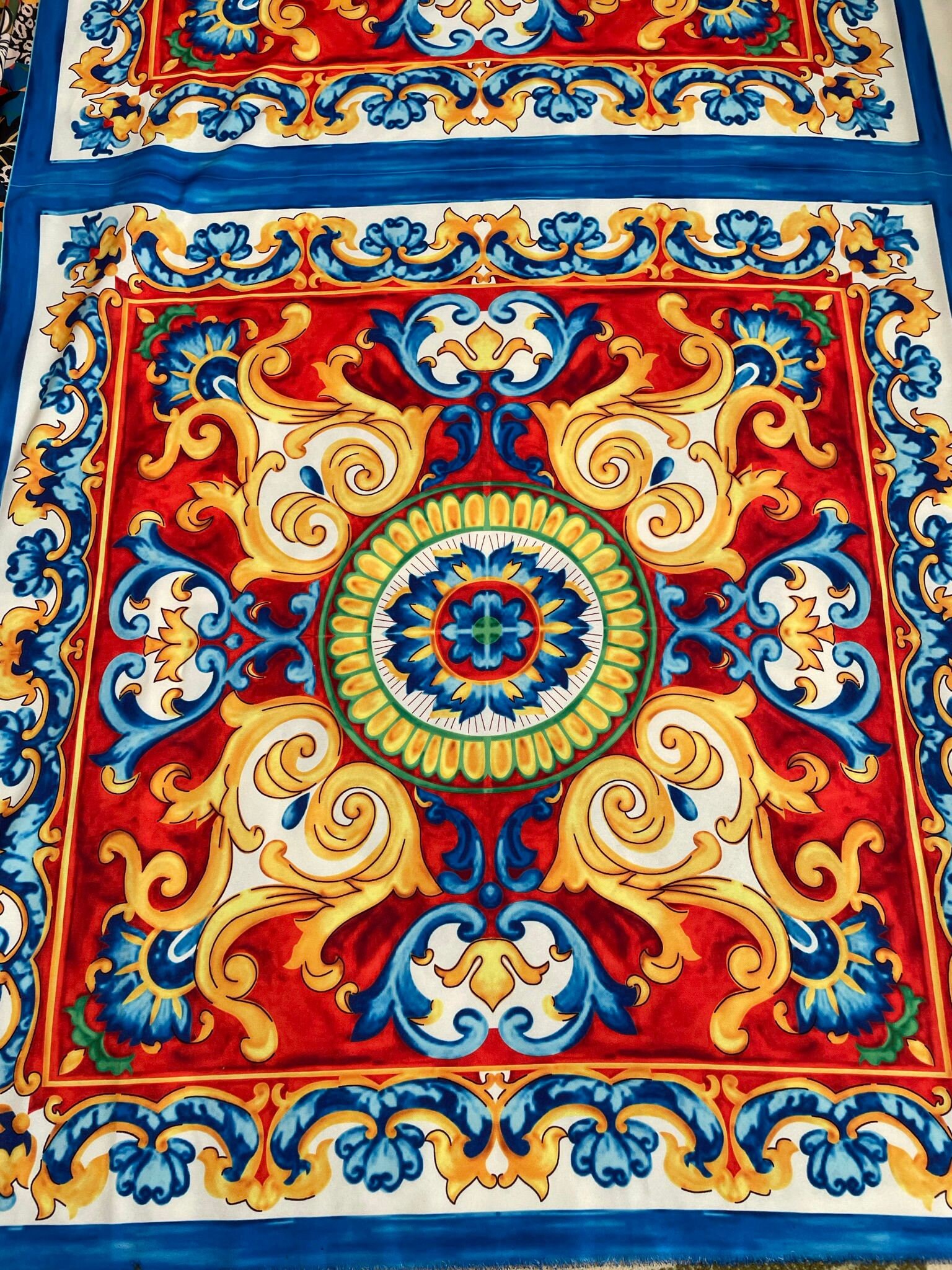 Sicilian Pattern Silky Crepe Fabric Panel Fabric Highquality - Etsy