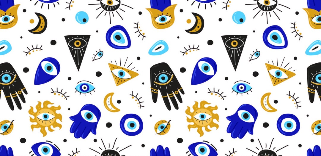 Evil Eye Series Fabrics 6 Different Types of Patterned Linen Fabrics ...