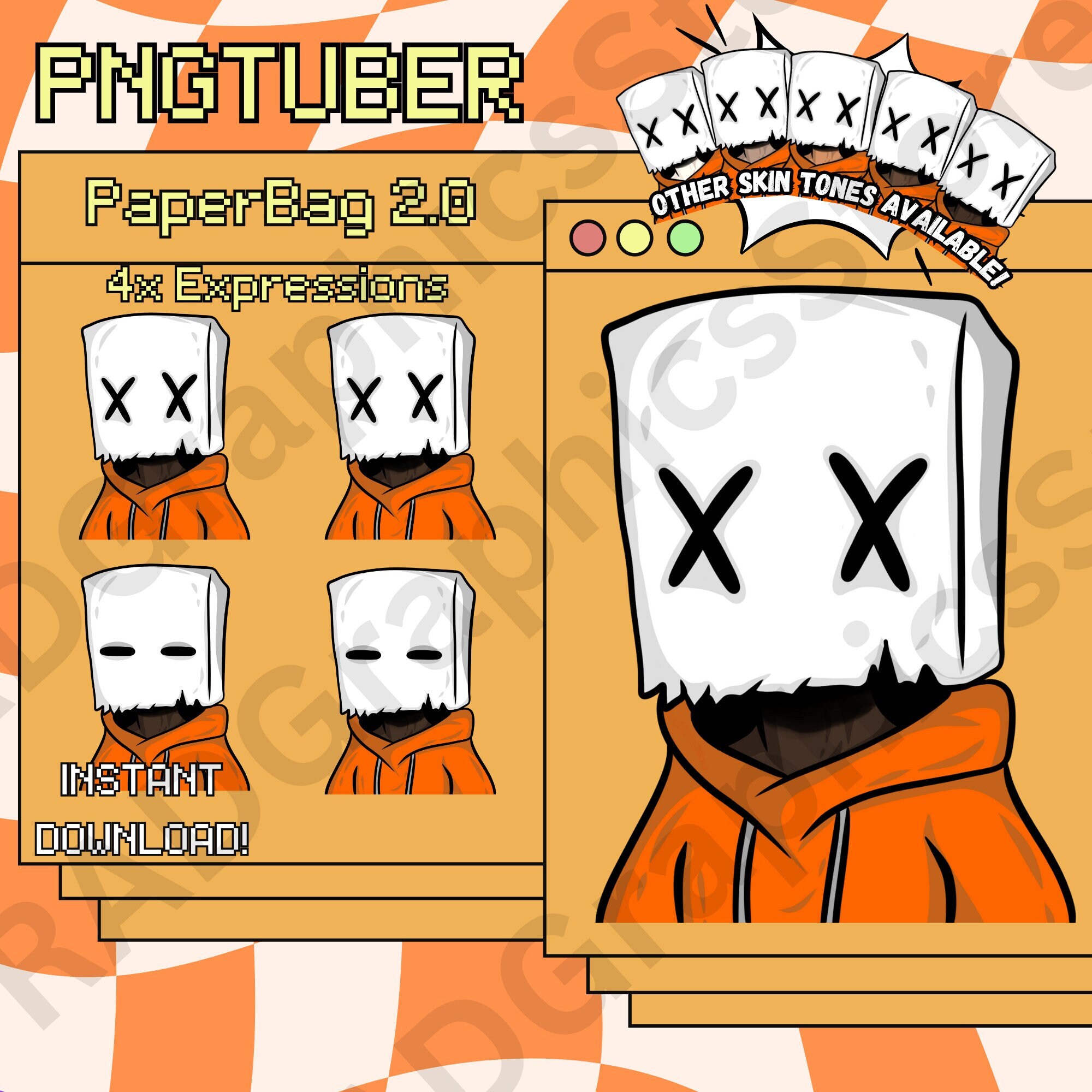 Paper Bag 2.0, X Eyes , Pngtuber, PNG Tuber, Instant Download, Pngtuber ...