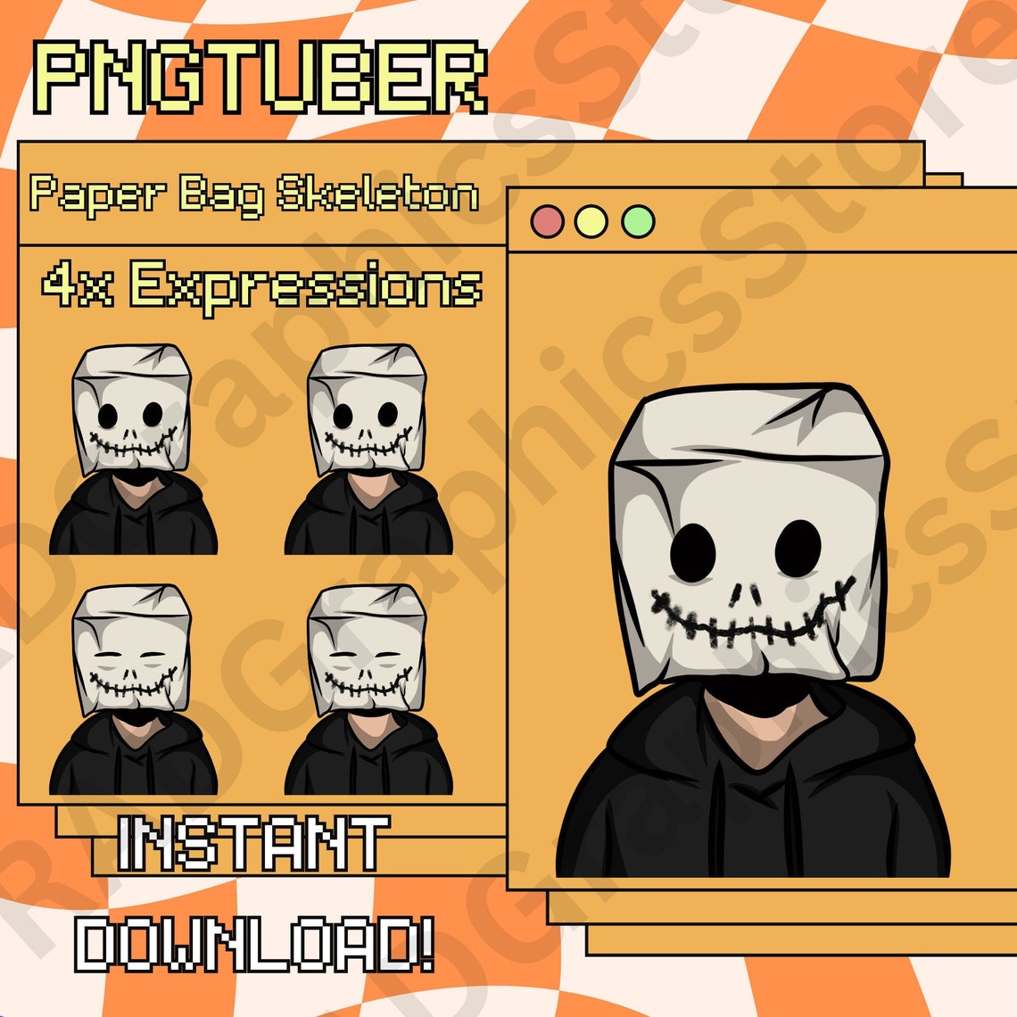 Paper Bag Skeleton , Pngtuber, PNG Tuber, Instant Download, Pngtuber ...