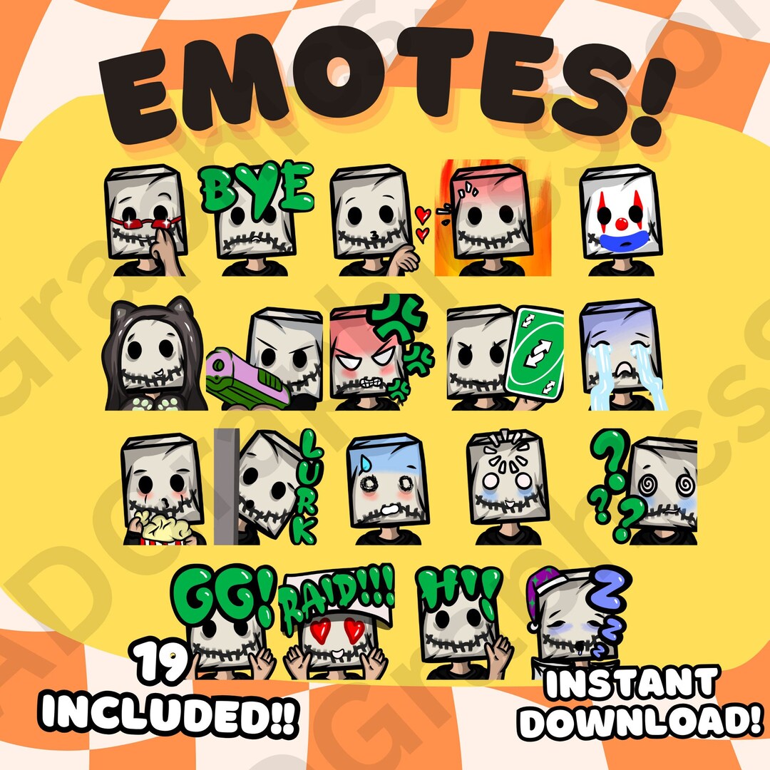 19 Paperbag Skeleton Emote Pack Instant Download Pngtuber - Etsy Australia