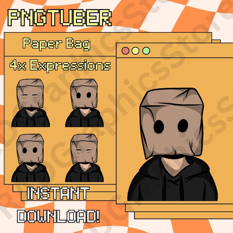 Paper Bag Boy Pngtuber Avatar, 4 Expressions (instant Download) - Etsy
