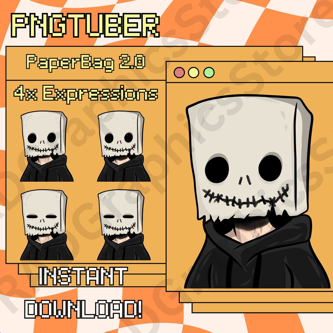 Paper Bag 2.0, Skeleton , PNGTuber, PNG Tuber, Instant download ...
