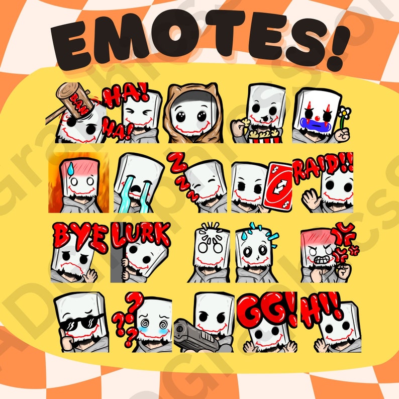 20 Paperbag 2.0 Emote Pack , Instant Download, Pngtuber Anime Avatar ...