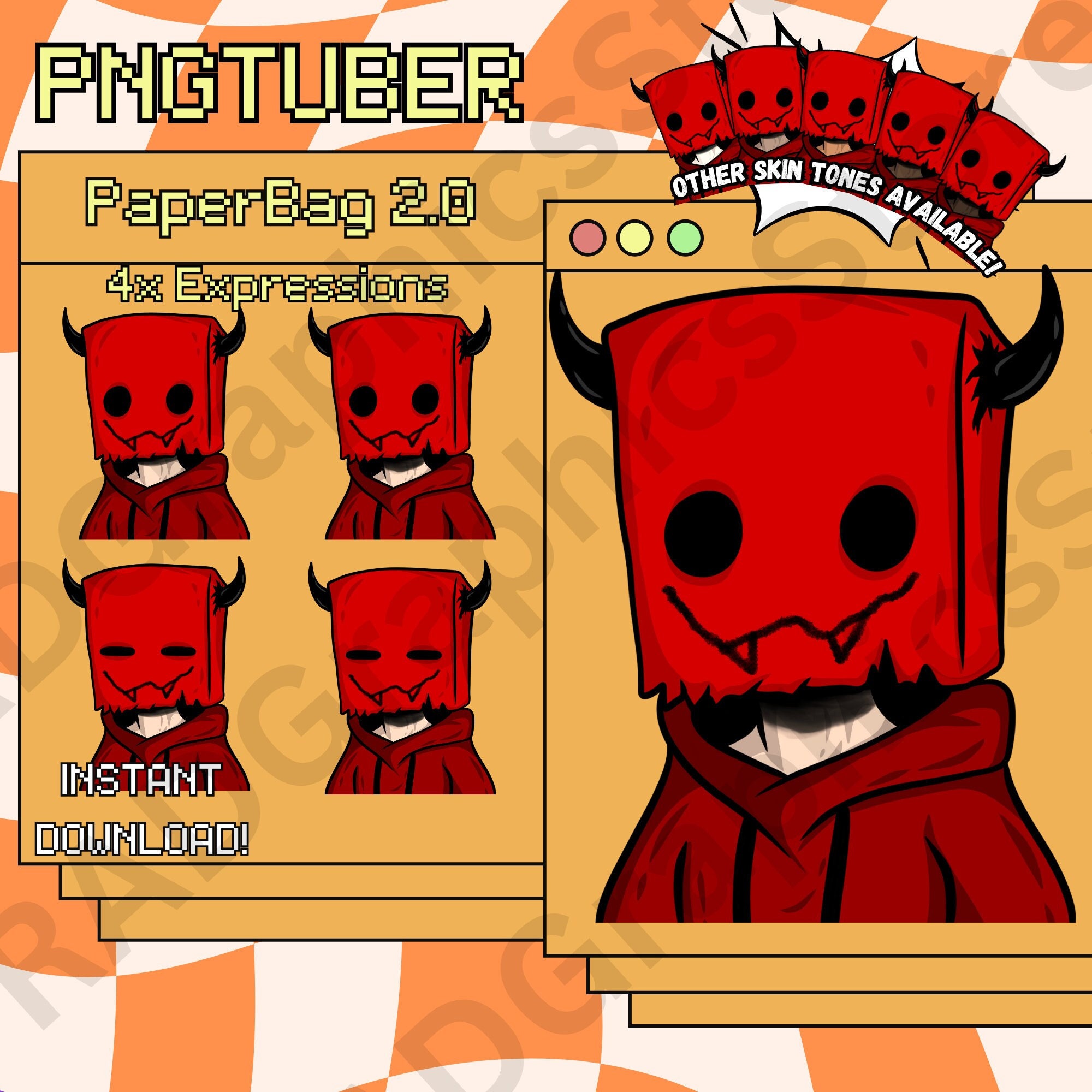 Paper Bag 2.0, Devil, Pngtuber, PNG Tuber, Instant Download, Pngtuber ...