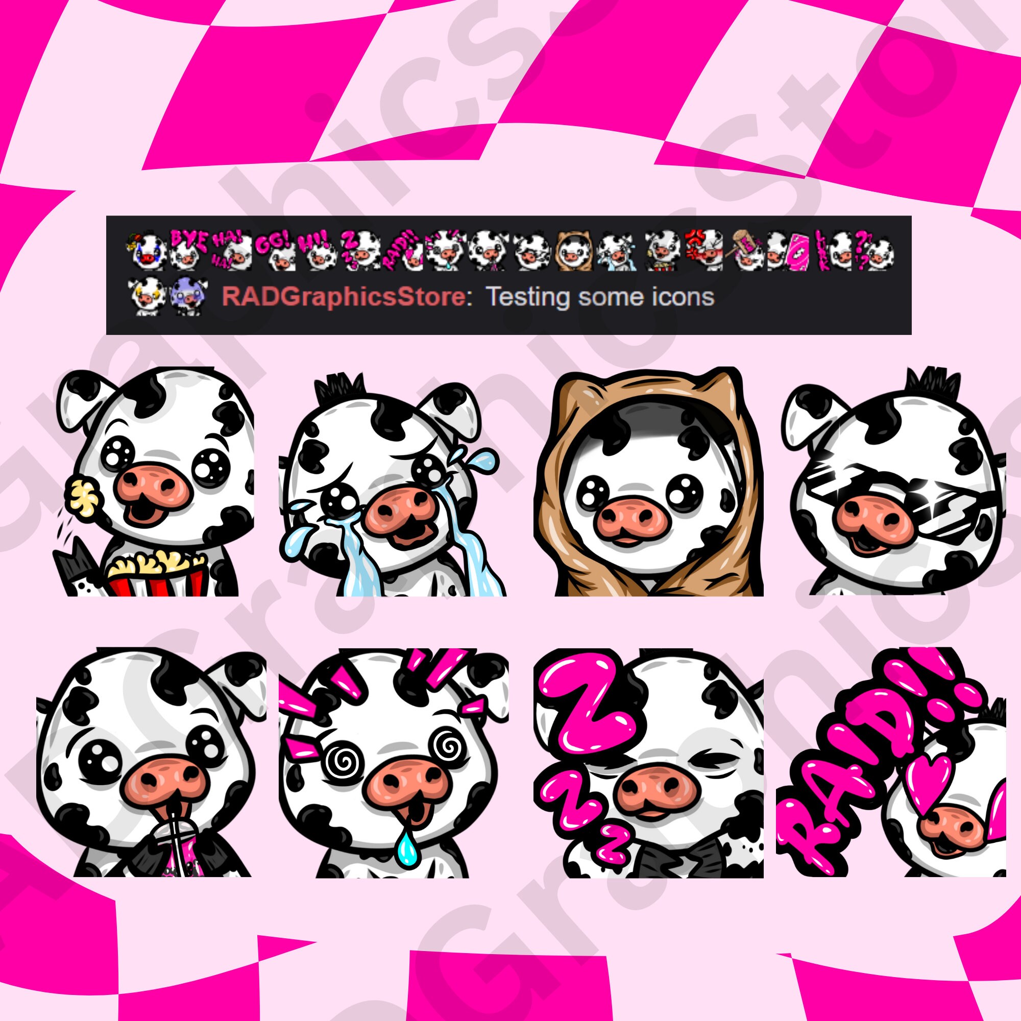 20 Cute Cow Emote Pack , Instant Download, Pngtuber Anime Avatar ...
