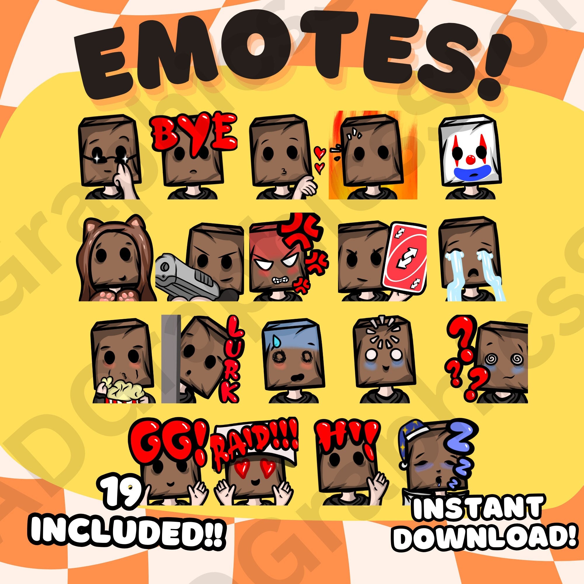 19 Paperbag Emote Pack , Instant Download, Pngtuber Anime Avatar ...