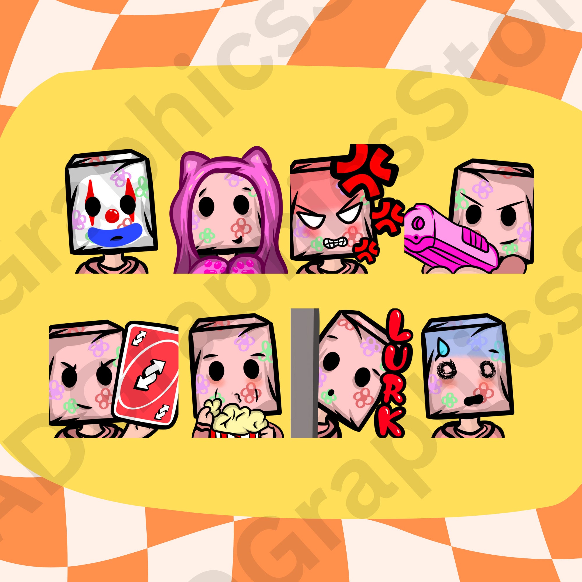 19 Paperbag Emote Pack , Instant Download, Pngtuber Anime Avatar ...