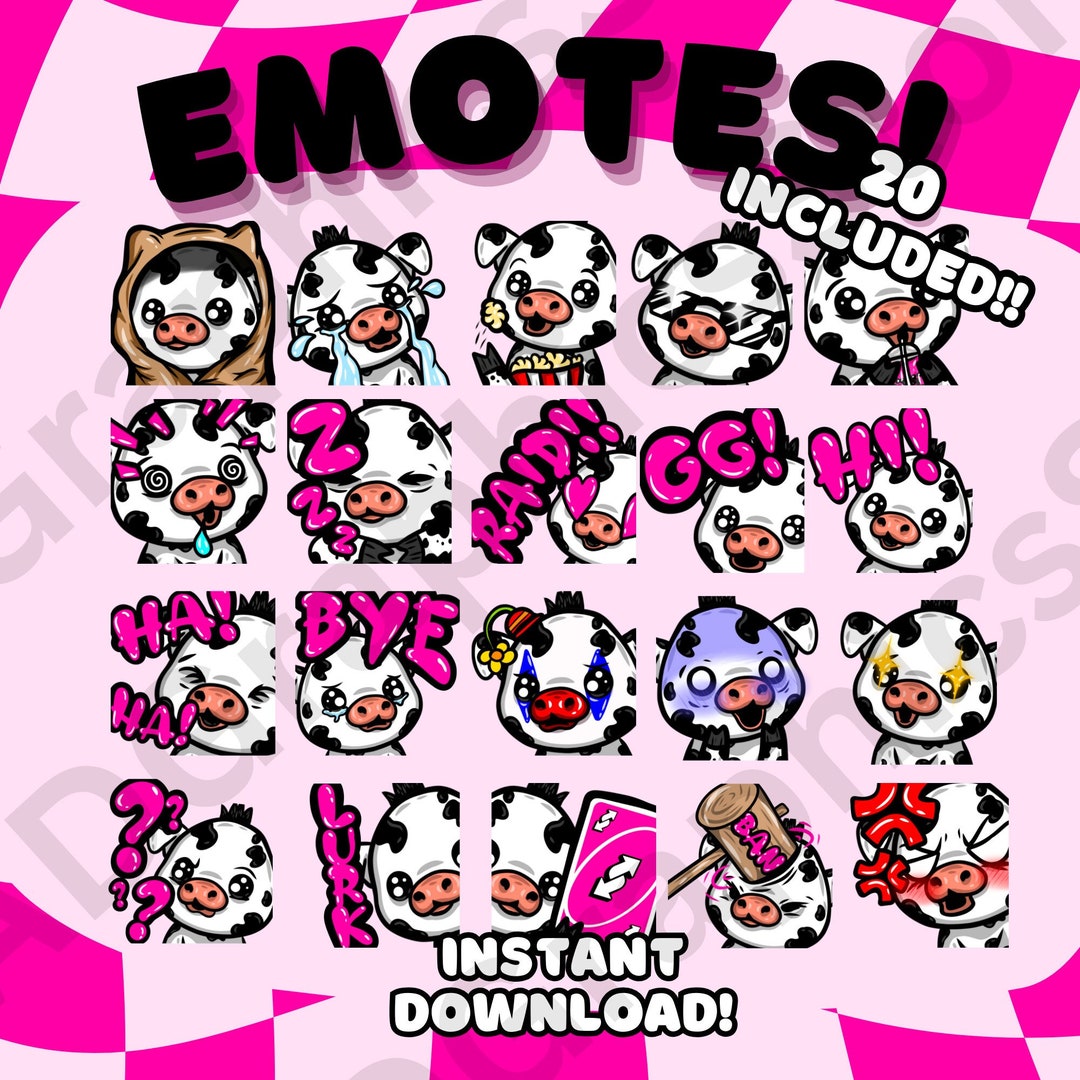 20 Cute Cow Emote Pack , Instant Download, Pngtuber Anime Avatar ...