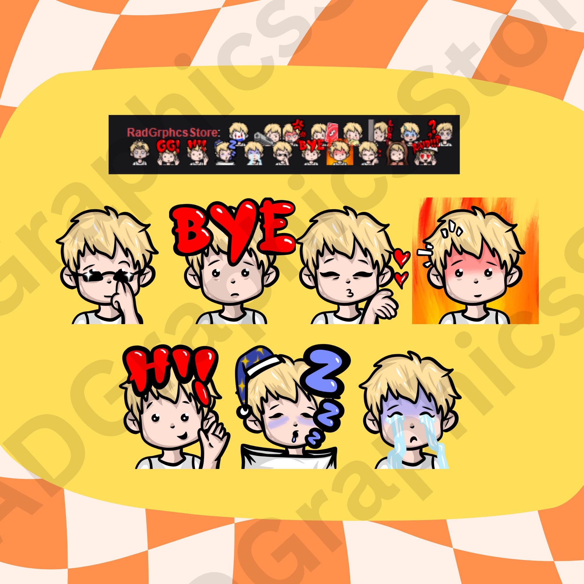 19 Blonde Hair Boy Emote Pack Instant Download Pngtuber - Etsy