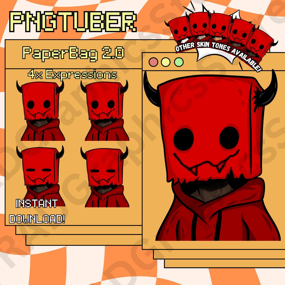 Paper Bag 2.0, Devil, Pngtuber, PNG Tuber, Instant Download, Pngtuber ...