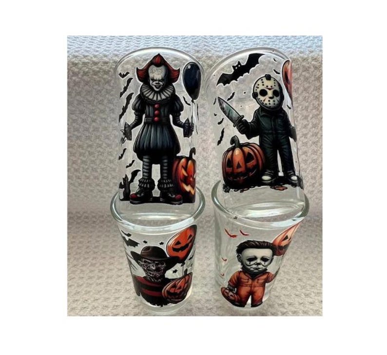 Horror Movie Character Shot Glasses: Halloween Alcohol Gifts - Etsy