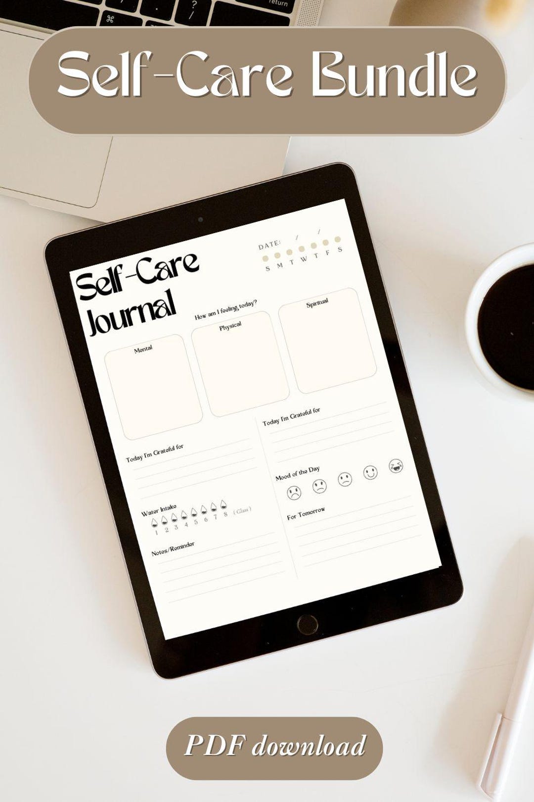 Self-care Journal Bundle | Printable Wellness Planner | Self-reflection ...