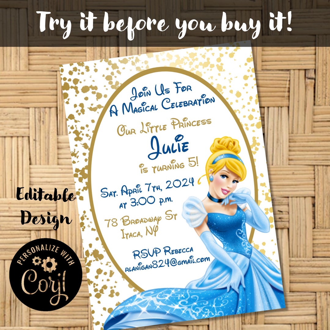 Editable Cinderella Princess Carriage Printable Birthday Party ...