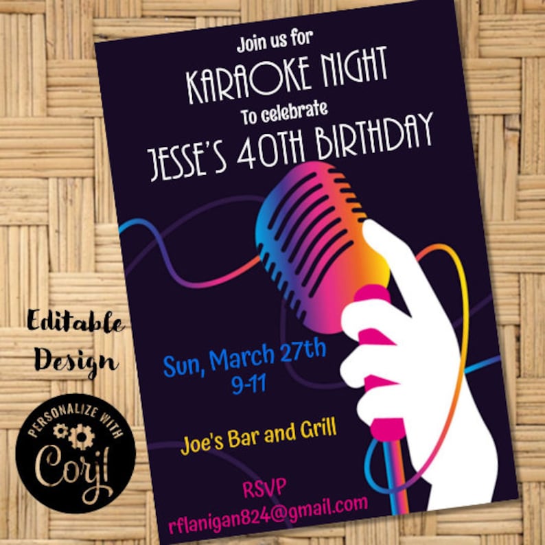 Editable Karaoke Party Invitation Birthday Invitation - Etsy