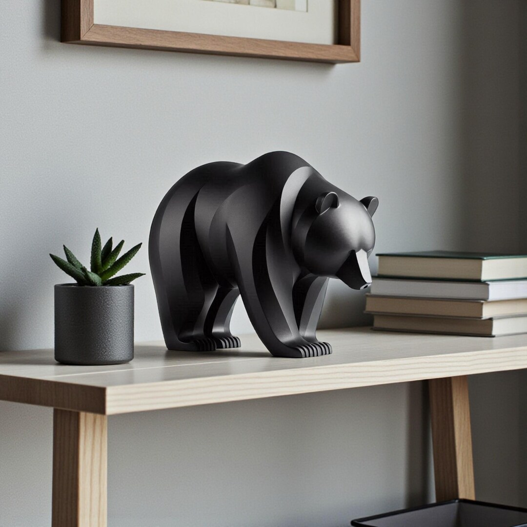 Bear Statue Geometric Bear Figurine Minimalist Bear Sculpture Desk ...